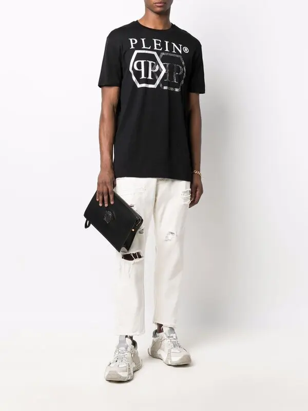 Philipp Plein Hexagon Crystal Logo T-shirt - Black