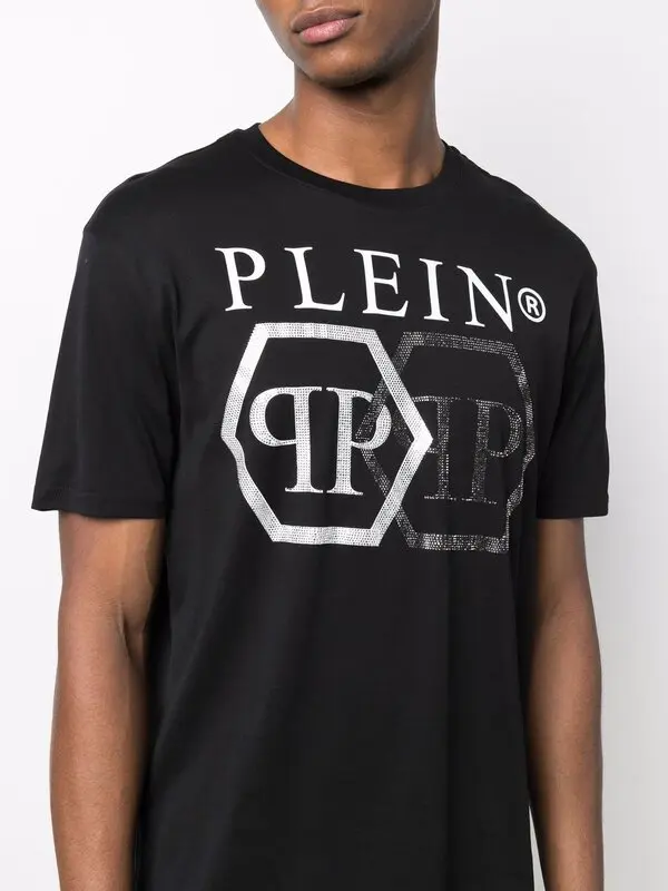 Philipp Plein Hexagon Crystal Logo T-shirt - Black