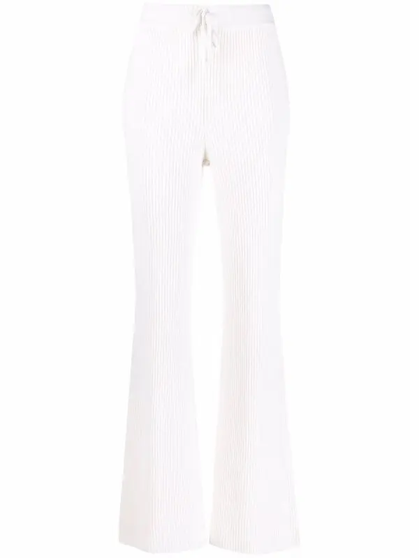 Alberta Ferretti Ribbed Knit Flared Trousers - White