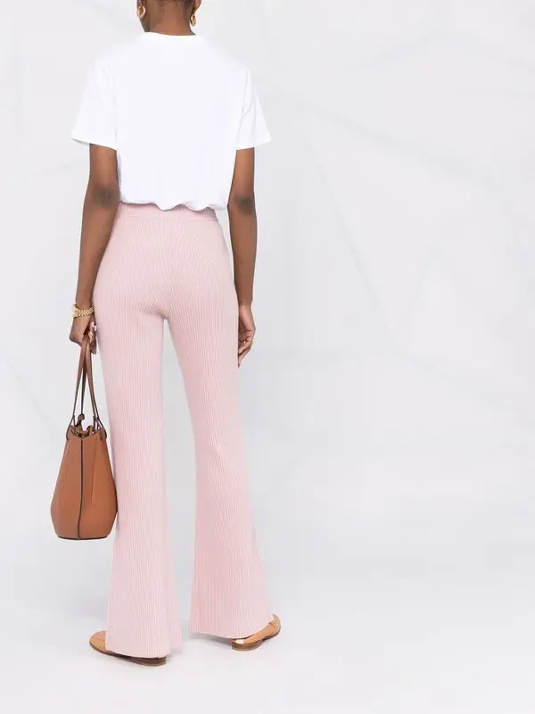 Alberta Ferretti Ribbed Knit Flared Trousers
