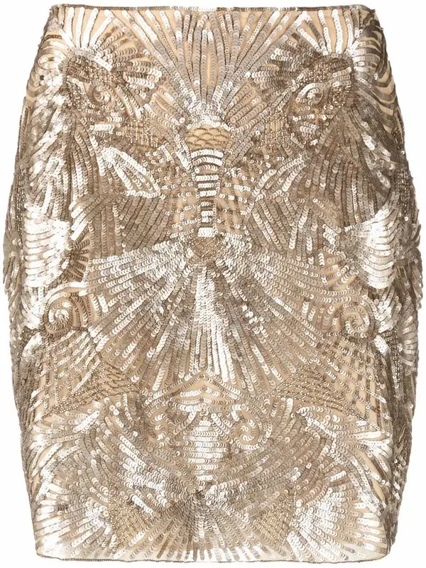 Alberta Ferretti Embellished High-waist Skirt - Neutrals