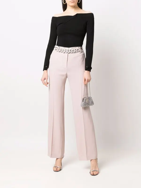 Alberta Ferretti Satin-trim Wide-leg Trousers