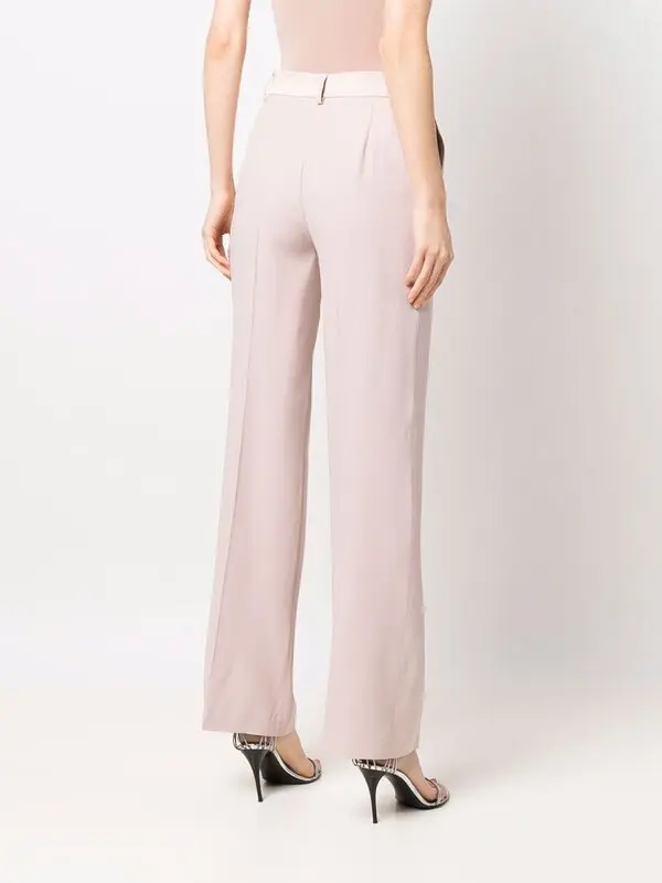 Alberta Ferretti Satin-trim Wide-leg Trousers
