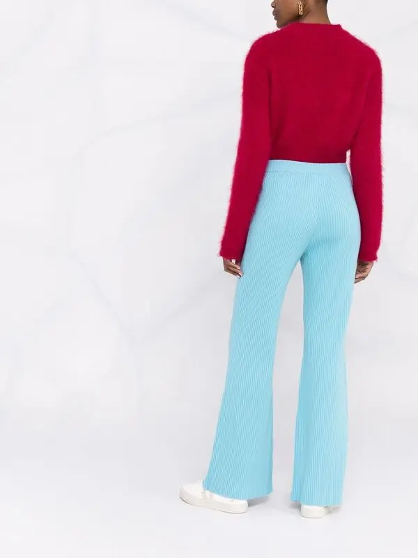 Alberta Ferretti Ribbed Knit Flared Trousers