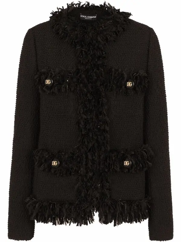 Dolce & Gabbana Single-breasted Bouclé Jacket - Black