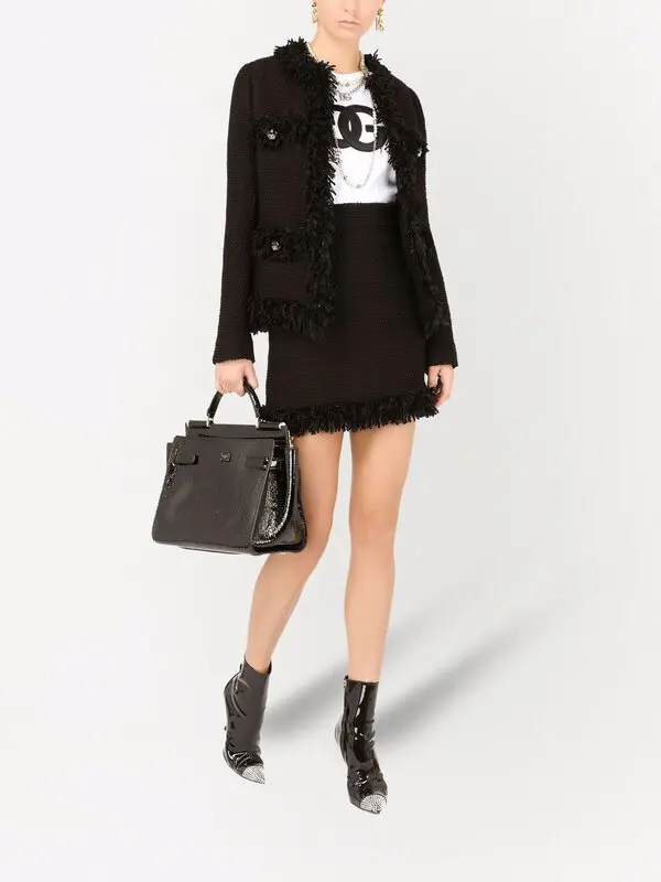 Dolce & Gabbana Single-breasted Bouclé Jacket - Black