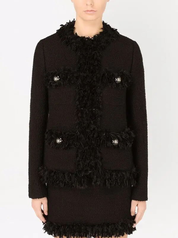 Dolce & Gabbana Single-breasted Bouclé Jacket - Black