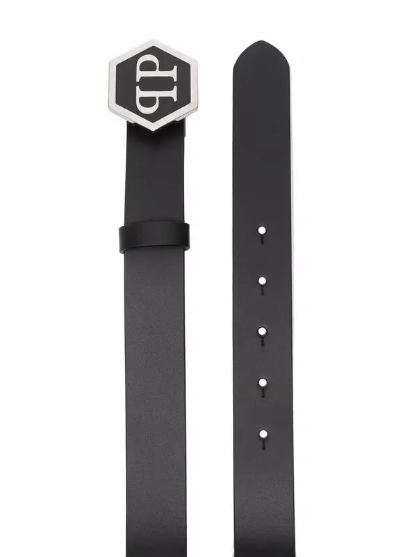 Philipp Plein Hexagon Leather Belt - Black