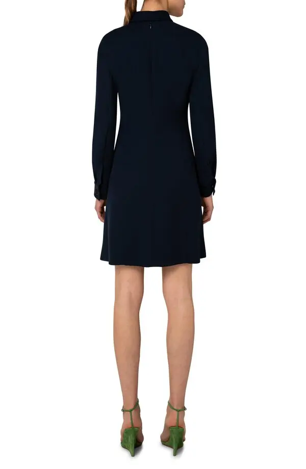 Akris Long Sleeve Crepe Shirtdress