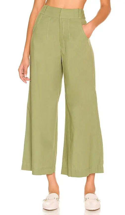 Free People Menorca Cropped Solid Pant In Sage