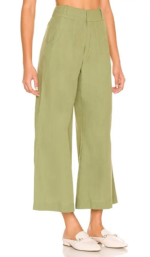 Free People Menorca Cropped Solid Pant In Sage