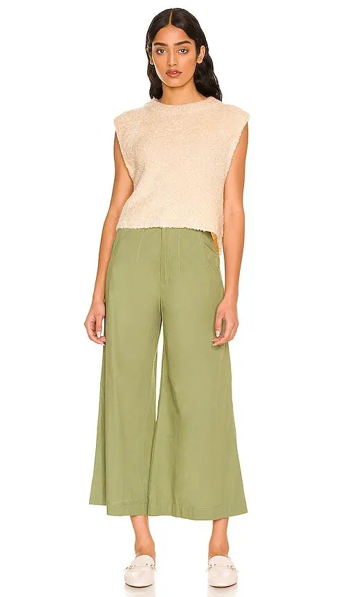 Free People Menorca Cropped Solid Pant In Sage