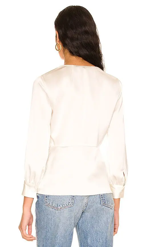Theory Long Sleeve Twist Blouse In Ivory