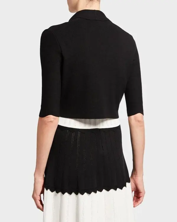 Lela Rose Scalloped Bolero Cardigan - Black