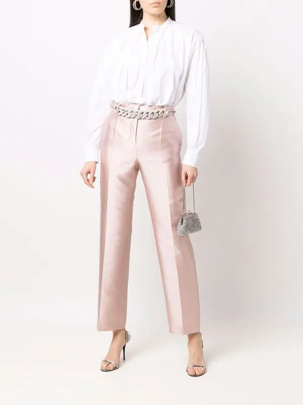 Alberta Ferretti Metallic-finish Straight-leg Trousers
