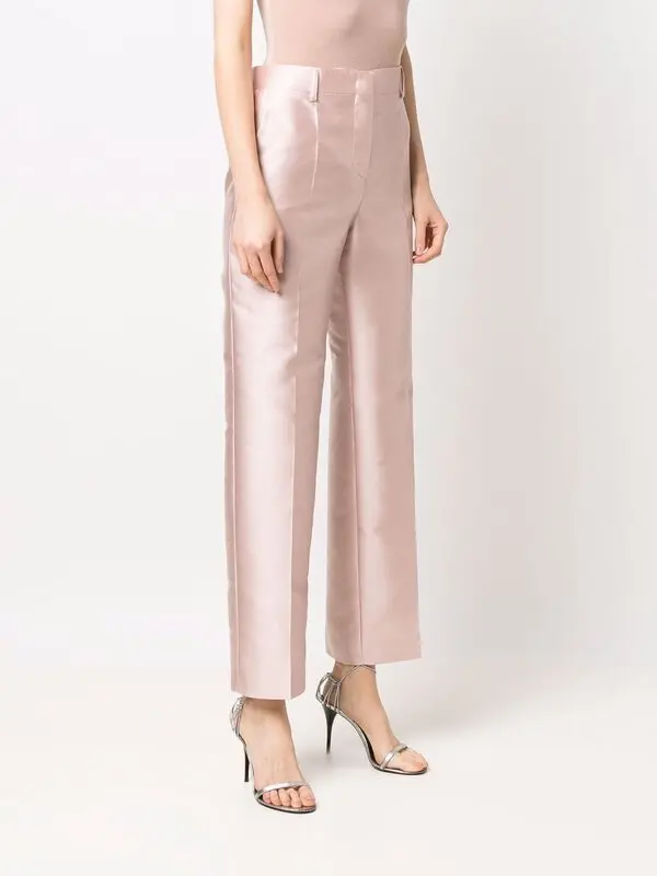Alberta Ferretti Metallic-finish Straight-leg Trousers