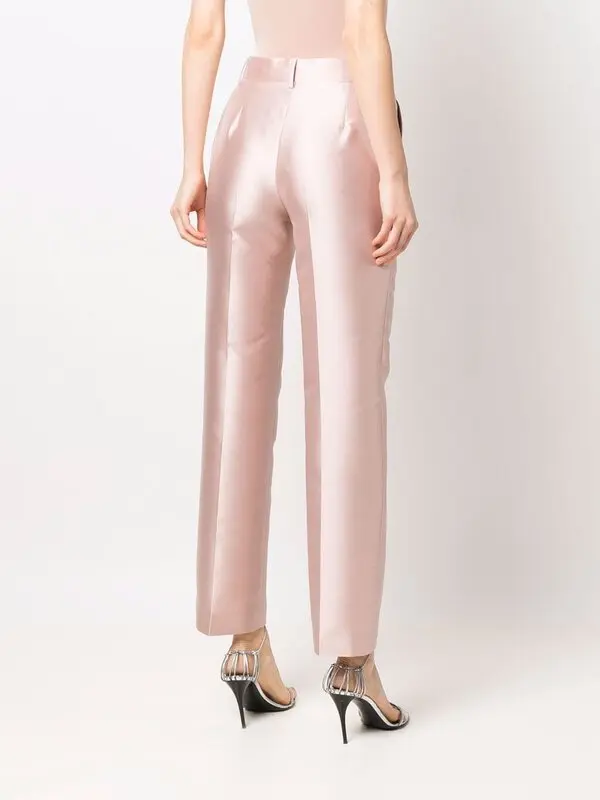 Alberta Ferretti Metallic-finish Straight-leg Trousers