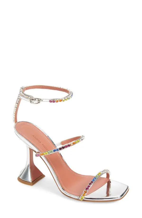 Amina Muaddi Gilda Sunset Rainbow Ankle Strap Sandal