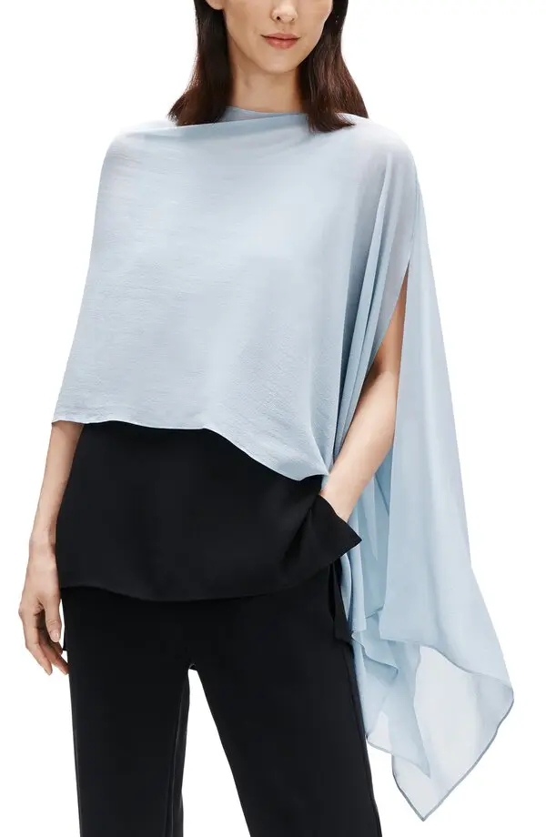 Eileen Fisher Sheer Silk Georgette Poncho