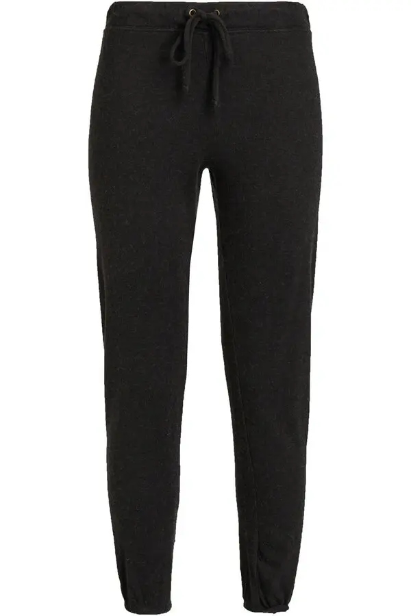 Enza Costa Cropped Tencel, Silk And Cashmereblend French Terry Track Pants - Dark Brown