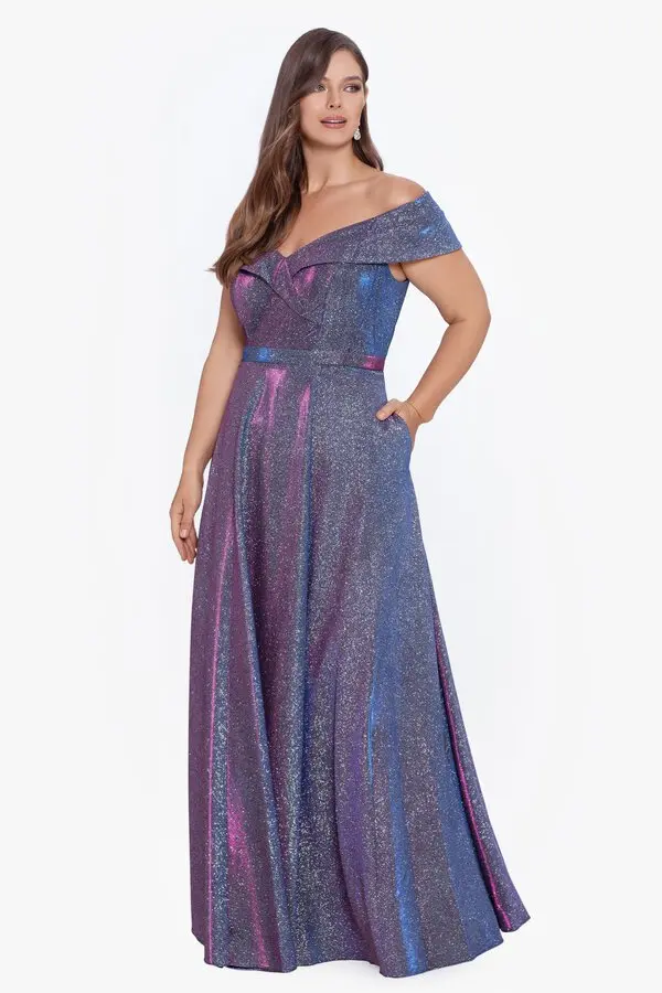 xscape silver dress XSCAPE Women's V-Neck Sequin Long Dress