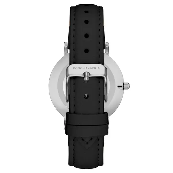 Bcbgmaxazria Classic Two Hand Silver Dial Leather Strap Watch