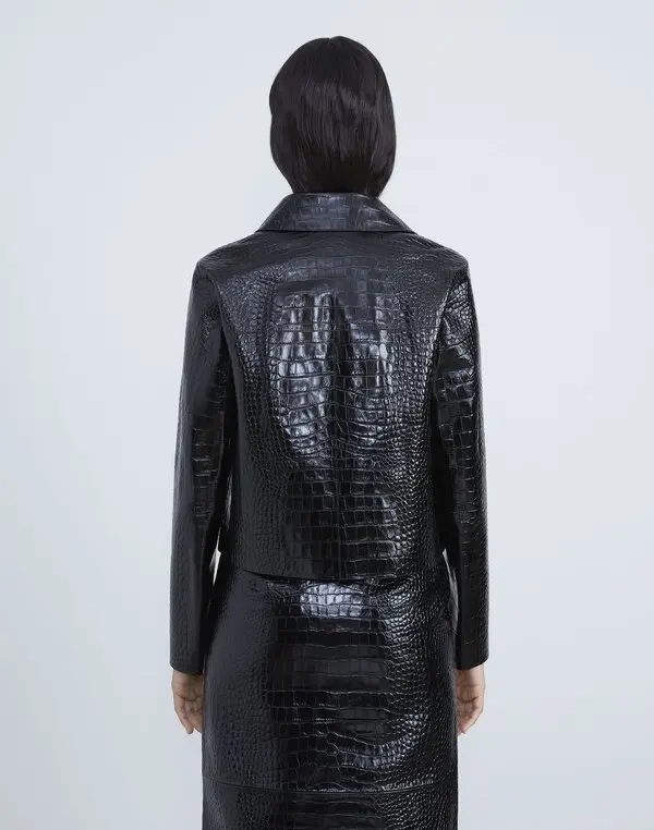 Lafayette 148 New York Bex Moto Jacket In Italian Croc-Embossed