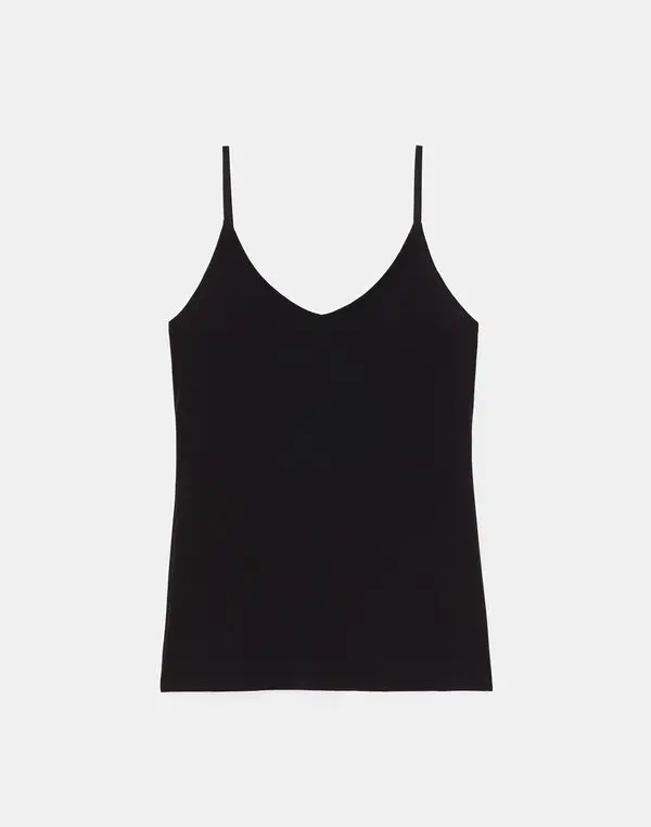 Lafayette 148 New York Jersey Scoop Neck Camisole Tank - Black