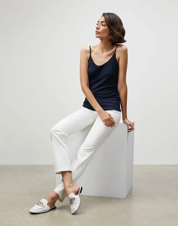 Lafayette 148 New York Jersey Scoop Neck Camisole Tank - Blue