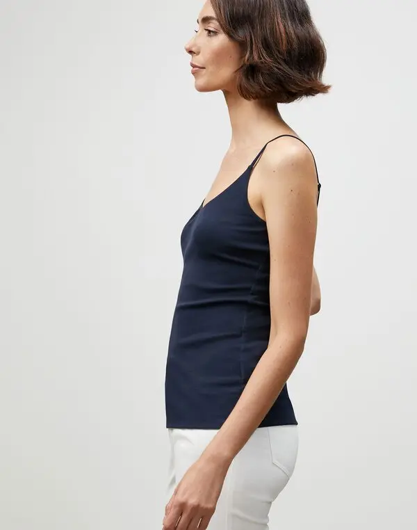Lafayette 148 New York Jersey Scoop Neck Camisole Tank - Blue