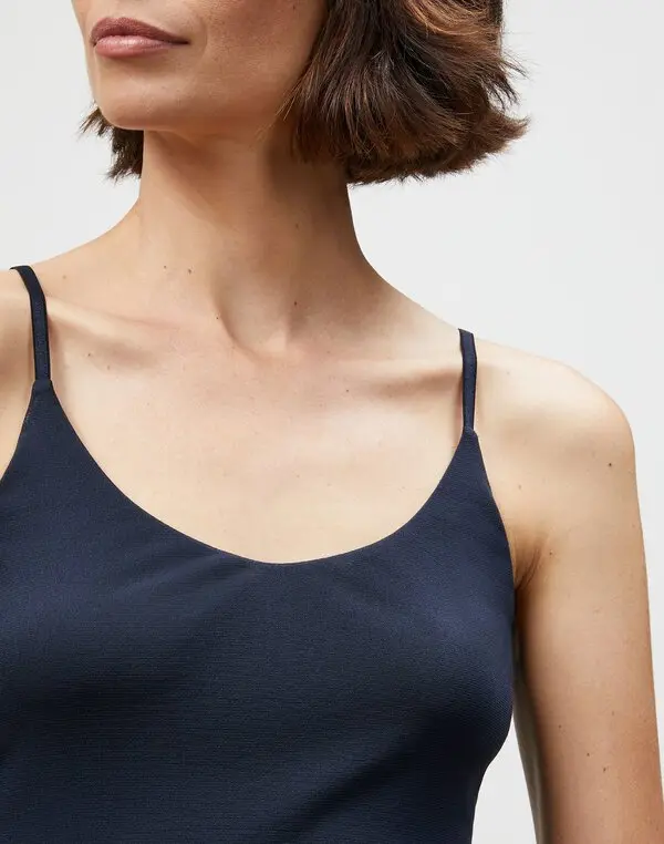 Lafayette 148 New York Jersey Scoop Neck Camisole Tank - Blue