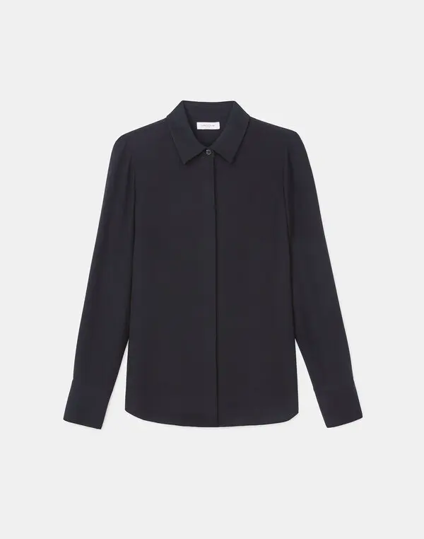 Lafayette 148 New York Silk Georgette Button-front Blouse - Black