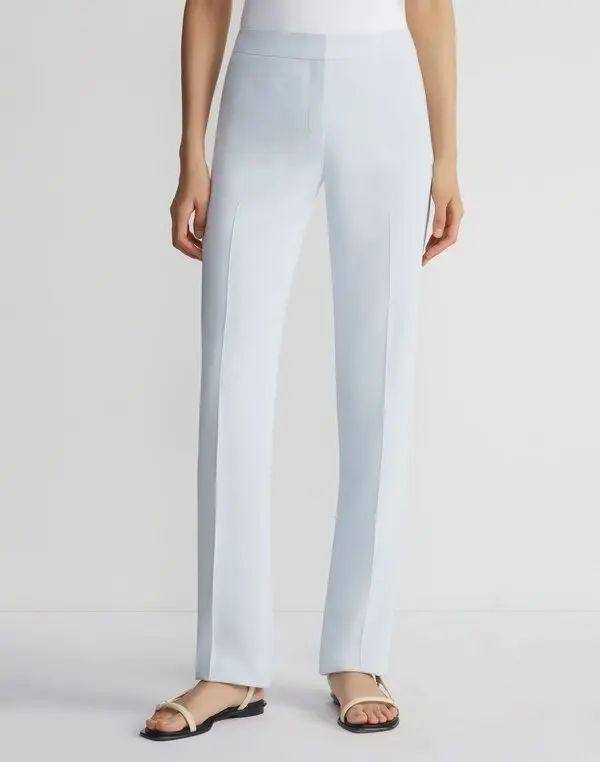 Lafayette 148 New York Crepe High-waisted Straight-leg Pants - Blue