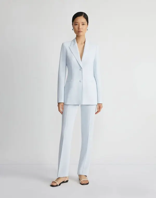 Lafayette 148 New York Crepe High-waisted Straight-leg Pants - Blue