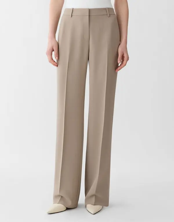 Lafayette 148 New York High-rise Straight-leg Crepe Pants - Hickory