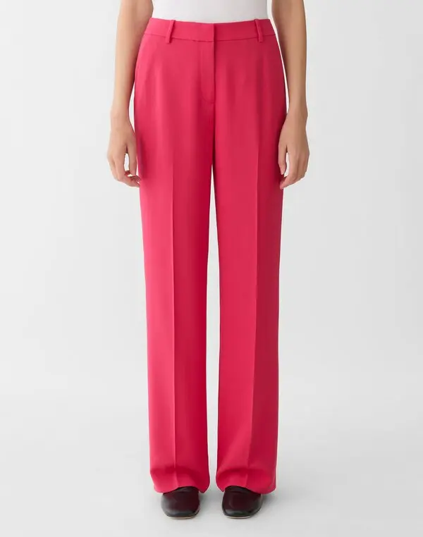 Lafayette 148 New York High-rise Straight-leg Crepe Pants - Pink Peony