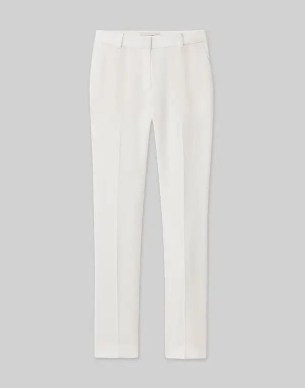 Lafayette 148 New York Crepe High Rise Straight Leg Ankle Pants - Cloud