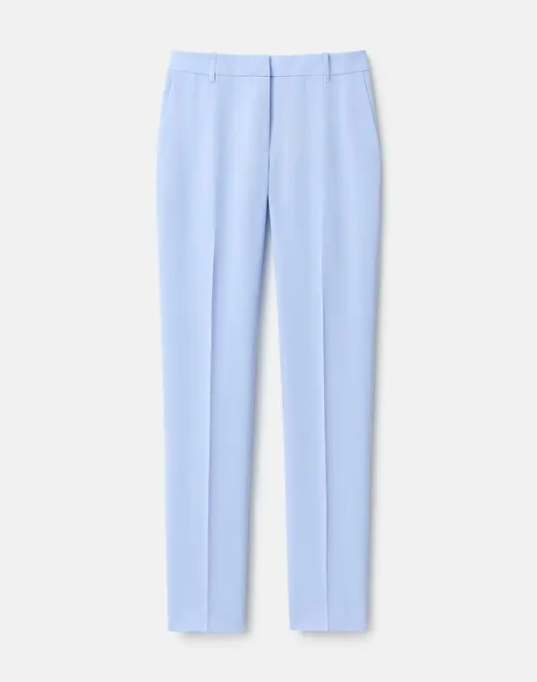 Lafayette 148 New York Crepe High Rise Straight Leg Ankle Pants - Skyline Blue