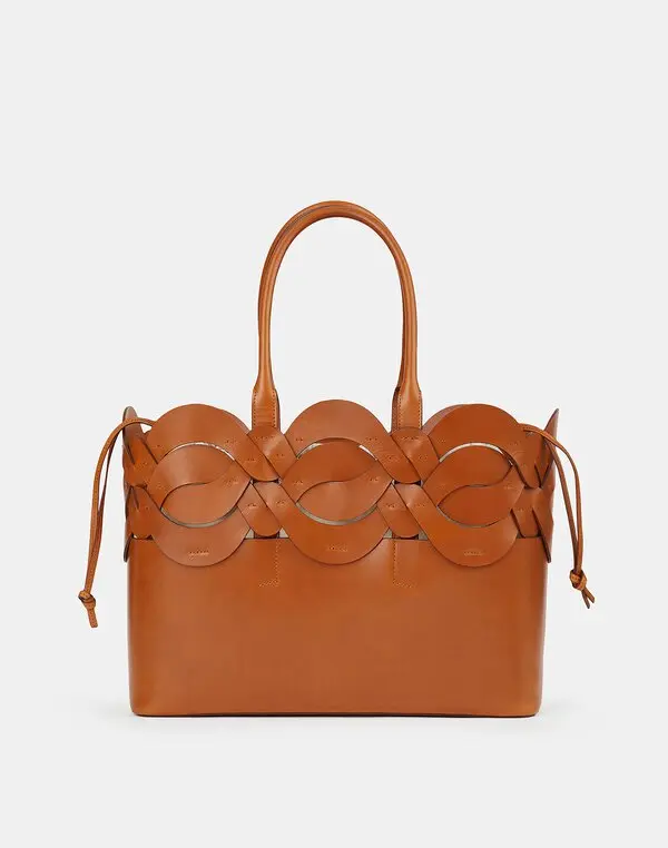 Lafayette 148 New York Vachetta Leather 8 Knot Large Tote Bag - Copper