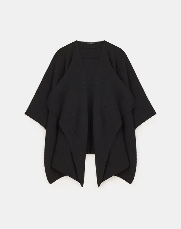 Lafayette 148 New York Cashmere Knit Wrap Poncho - Black