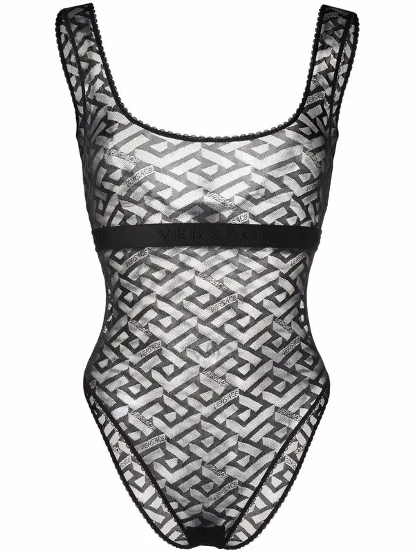 Versace La Greca Tulle Bodysuit