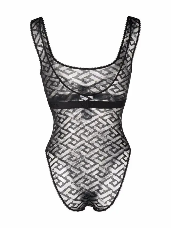 Versace La Greca Tulle Bodysuit