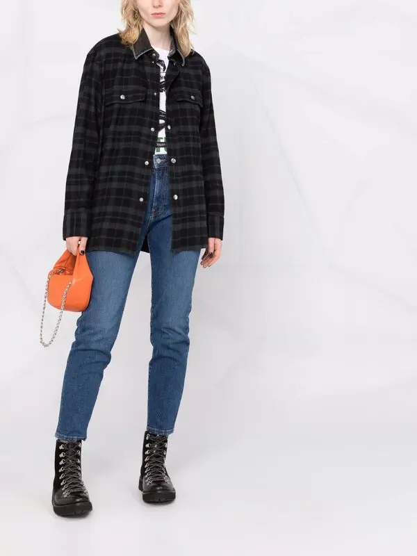 DIESEL® Checked Denim-collar Shirt