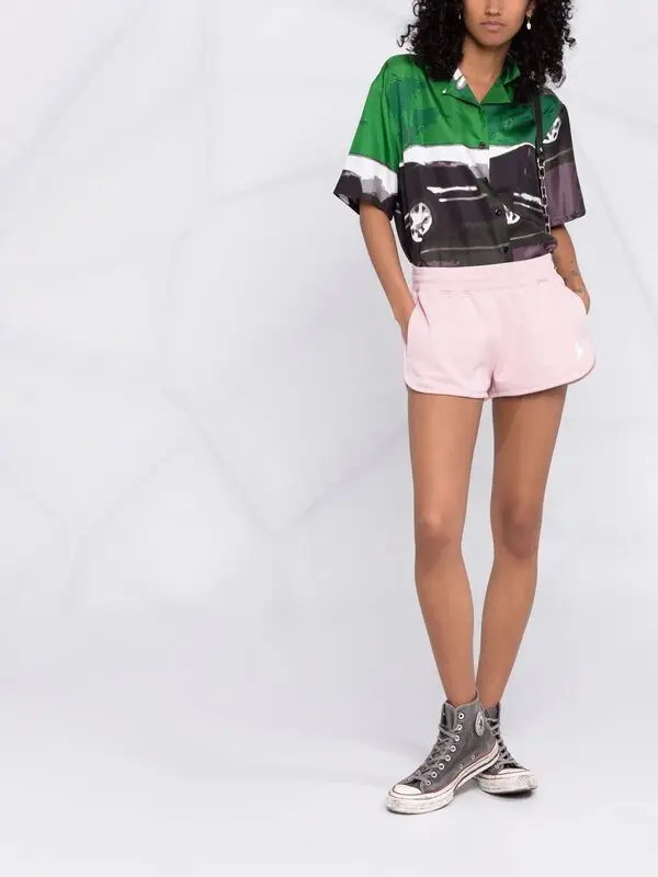 GOLDEN GOOSE Motif-print Track Shorts - Pink