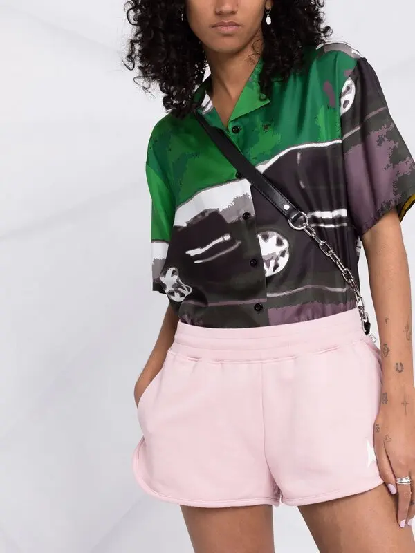 GOLDEN GOOSE Motif-print Track Shorts - Pink