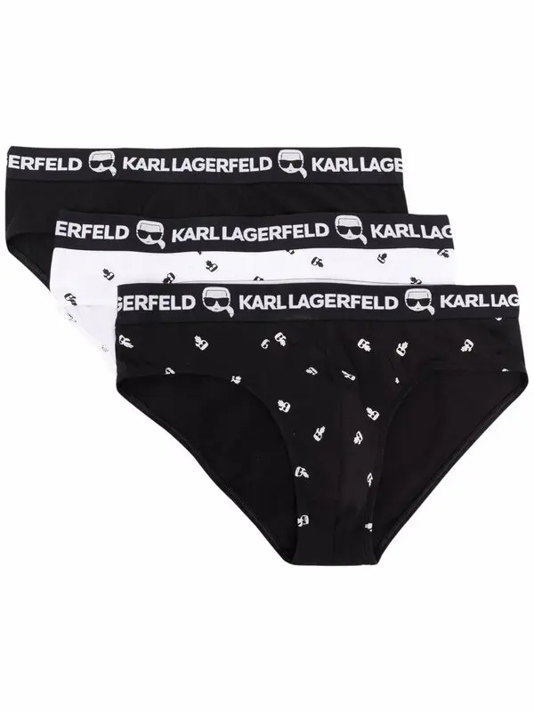 Karl Lagerfeld Ikonik Logo-print Briefs - Black