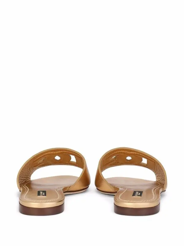 Dolce & Gabbana Dg Logo Leather Sandals - Gold