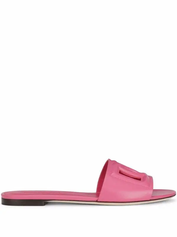 Dolce & Gabbana Leather Dg Logo Sandals - Purple