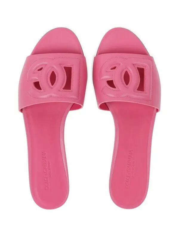Dolce & Gabbana Leather Dg Logo Sandals - Purple