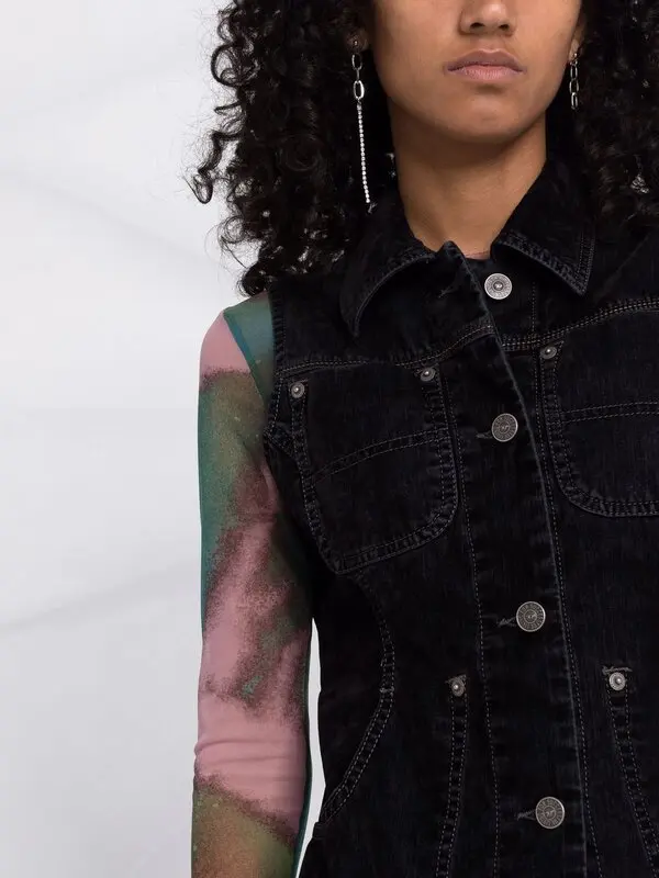 DIESEL® Cotton Blend Sleeveless Shirt With Embroidered Logo